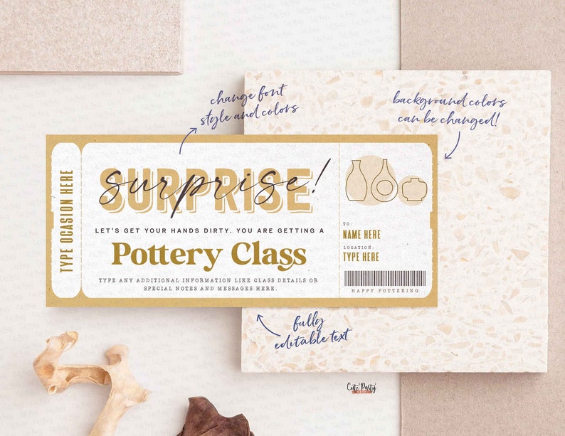 Pottery Class Gift Voucher Certificate Surprise Pottery - Etsy