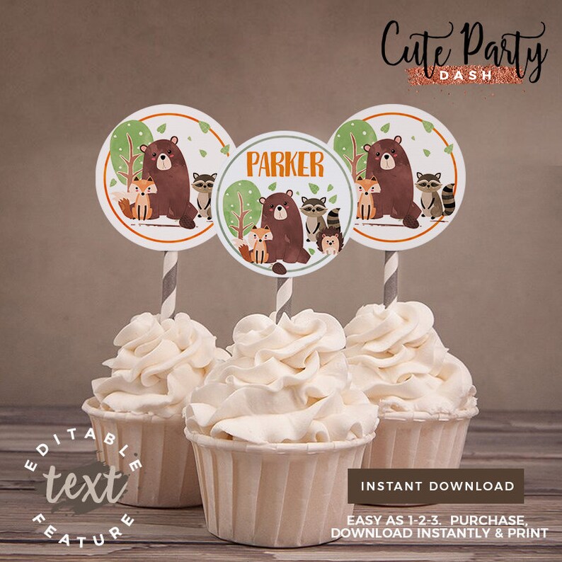 EDITABLE Woodland Birthday Decorations Woodland Animals - Etsy