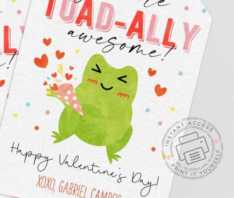 EDITABLE You Are Toadally Awesome Valentine's Day Tag, Non-candy Frog ...
