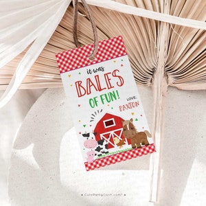 Red Barnyard Birthday Party Invitation, Farm Animals Invite, Gingham ...