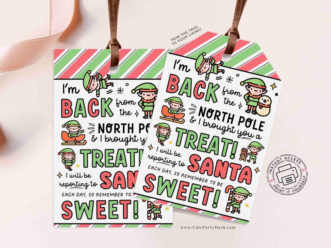 Elf I'm Back Printable Gift Tags: Christmas Special Delivery (instant ...