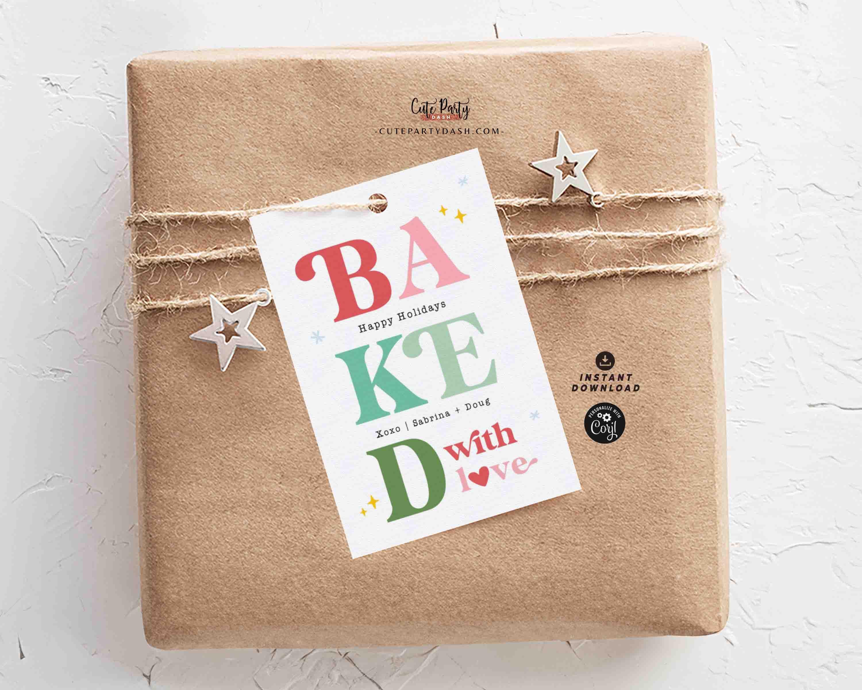 Baked With Love Christmas Gift Tag Printable (instant Download) - Etsy