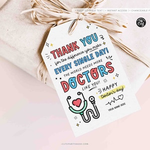 Doctor's Day Gift Tags Printable INSTANT DOWNLOAD Editable National ...