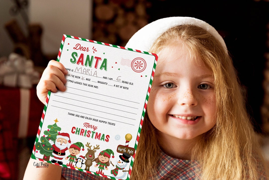Christmas Letter to Santa, Wish List for Kids, Printable Holidays Wish ...