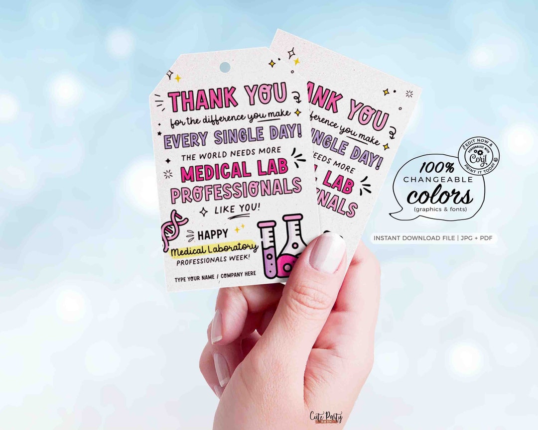 Lab Week Gift Tags Printable INSTANT DOWNLOAD Editable Lab Week ...