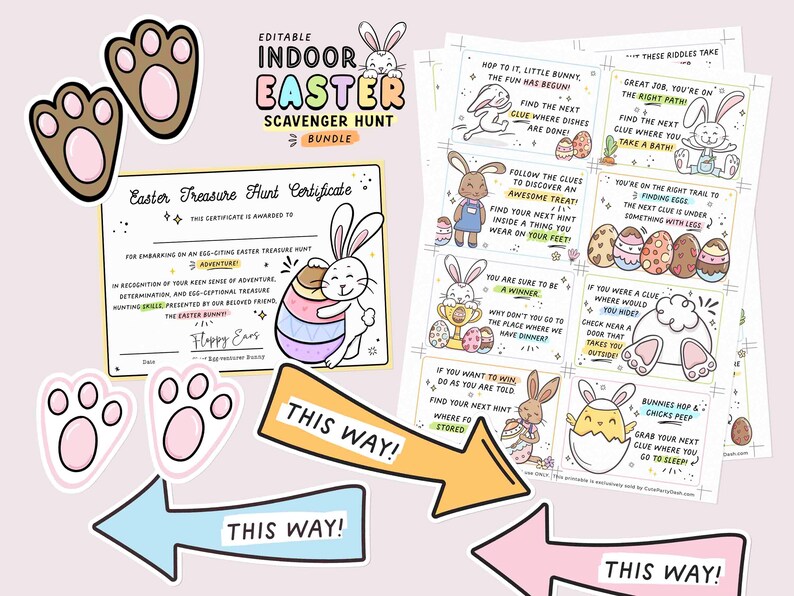 Indoor Easter Egg Hunt: Editable Scavenger Hunt Game (instant Download ...