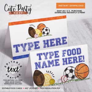 Sports Birthday Decorations INSTANT DOWNLOAD EDITABLE Sports Balls ...