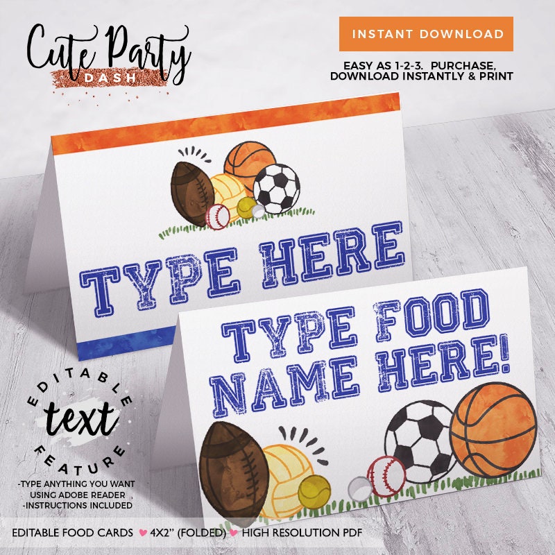 INSTANT DOWNLOAD EDITABLE Sports Birthday Cupcake toppers | Etsy