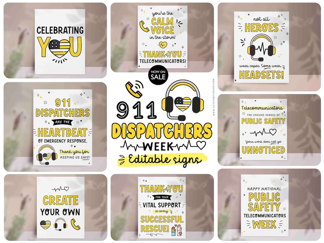 911 Dispatcher Appreciation Week Sign: Editable Decor (instant Download ...