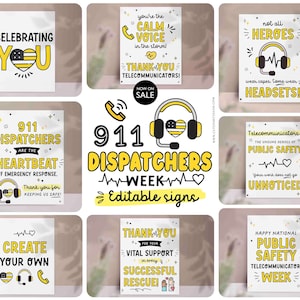 911 Dispatcher Appreciation Week Sign: Editable Decor (instant Download ...