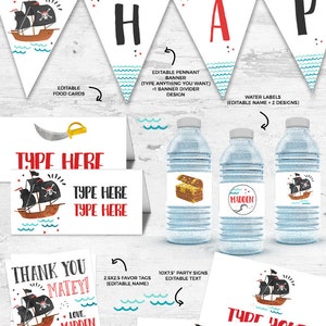 INSTANT DOWNLOAD - EDITABLE Pirate Birthday Decor Pirate ...