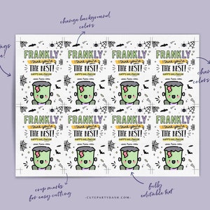 Editable Frankenstein Halloween Tag, Treat Favor (digital Download) - Etsy