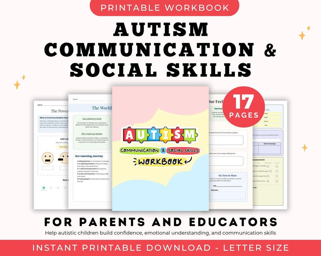 Autism Communication & Social Skills Workbook – Digital PDF, Emotion ...