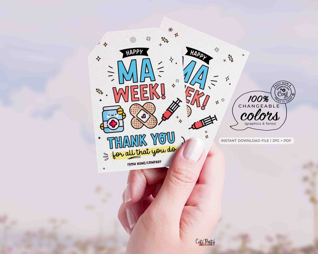 Medical Assistant Week Gift Tag: Editable Appreciation Label (instant ...