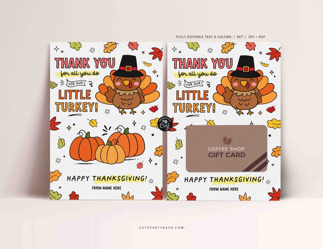 Editable Thanksgiving Gift Card Holder: Teacher Thank You (printable ...