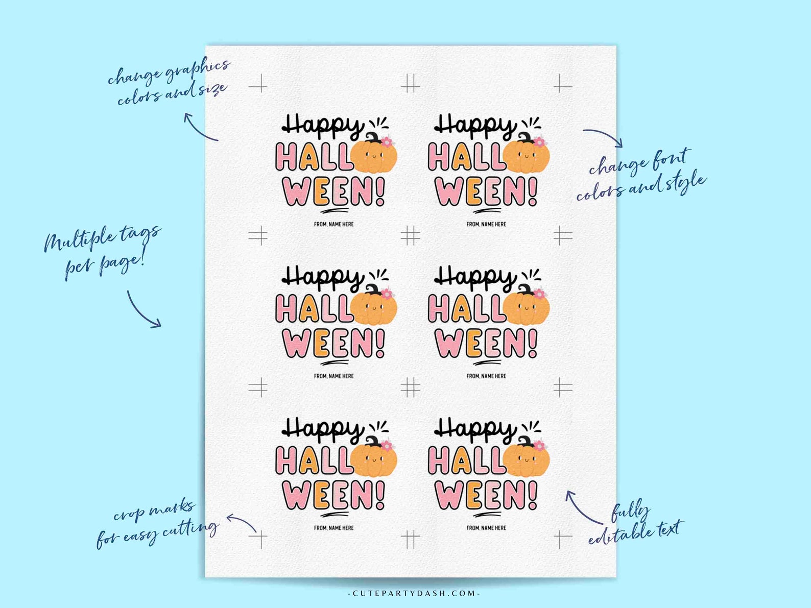 Pink Halloween Gift Tag Printable, Editable Treat Tag (digital Download ...