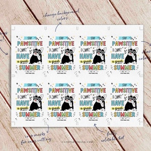 Stay PAWSITIVE Have a Great Summer Gift Tag Printable INSTANT DOWNLOAD ...