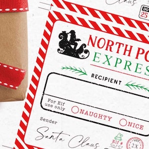 Christmas North Pole Express Gift Label, Naughty Nice List Approved ...