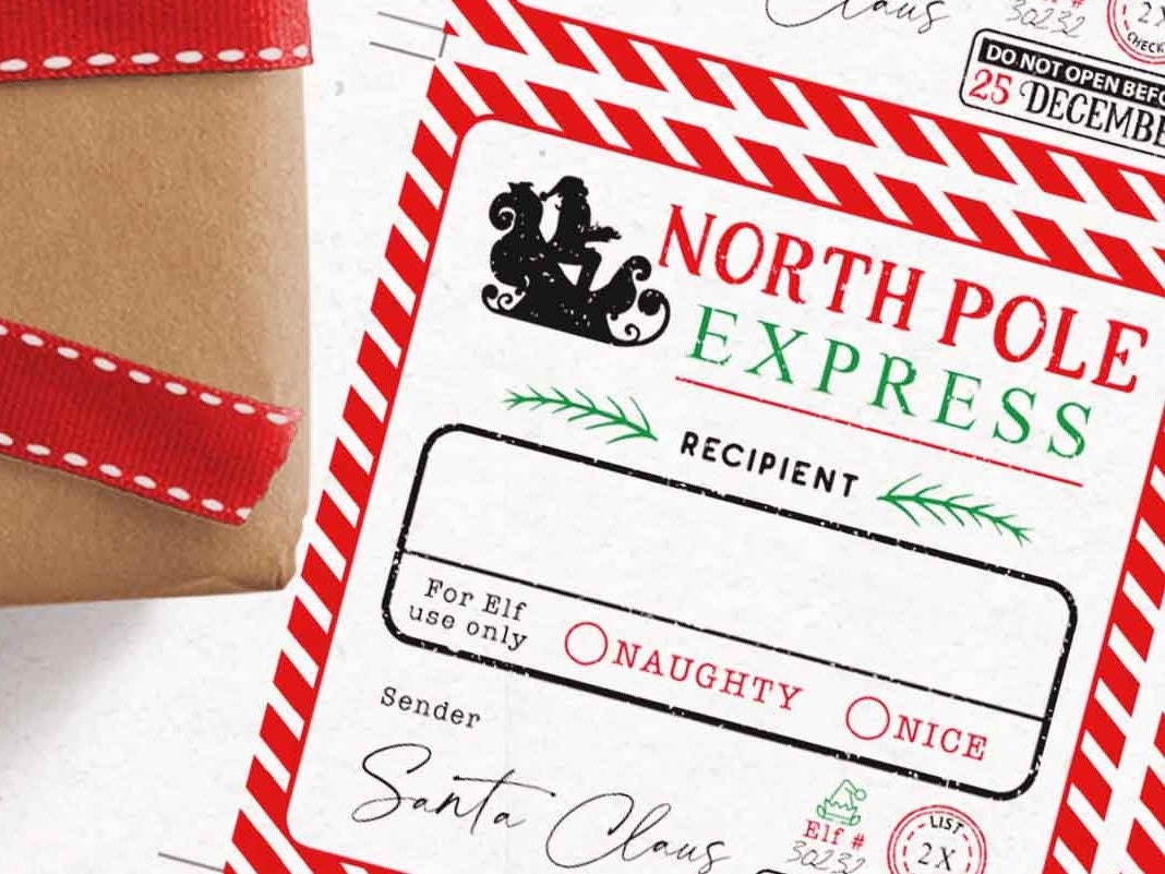 Christmas North Pole Express Gift Label Naughty Nice List - Etsy