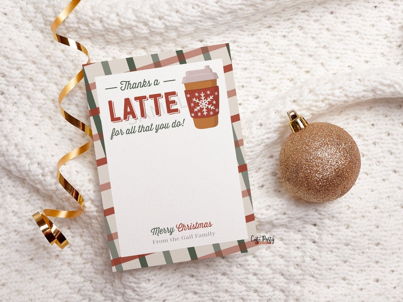 Editable Thanks a Latte Christmas Coffee Gift Card Holder - Etsy