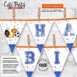 Sports Birthday Decorations INSTANT DOWNLOAD EDITABLE Sports Balls ...