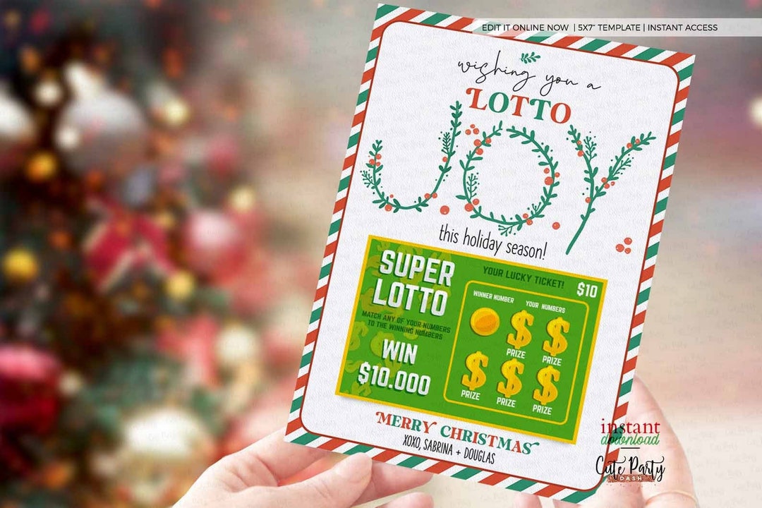 Editable Christmas Lotto Ticket Gift Card Holder (digital Download) - Etsy