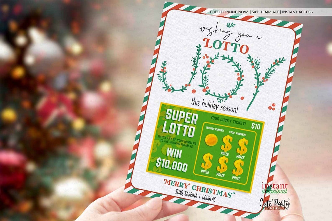 Editable Christmas Lotto Ticket Gift Card Holder Template - Etsy