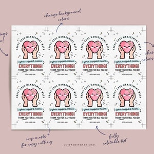 Case Manager Appreciation Gift Tag: Editable Printable (instant ...