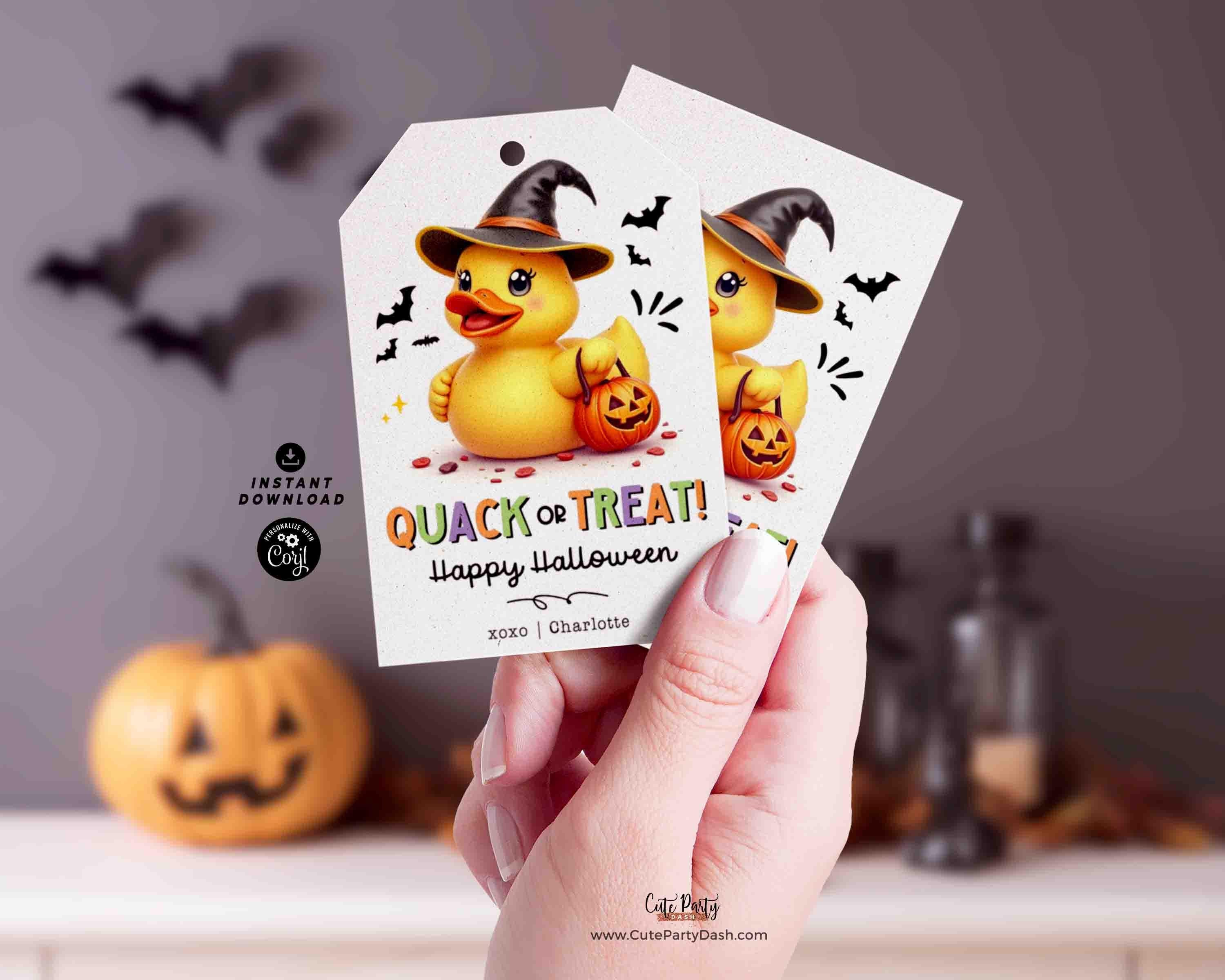 Quack or Treat Halloween Gift Tags, Rubber Duck Design (printable ...