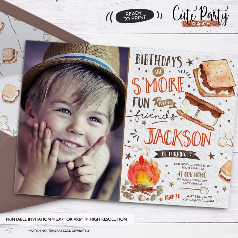 S'more Birthday Banner: Editable Camping Party Decor (instant Download ...