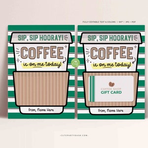 Editable Sip Sip Hooray Coffee Gift Card Holder Template Printable ...