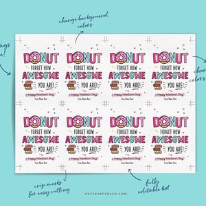Donuts Valentine's Day Gift Tag Printable INSTANT DOWNLOAD Kids ...