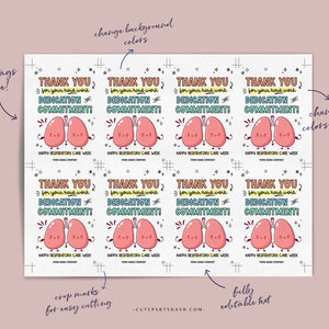 Respiratory Care Week Gift Tag INSTANT DOWNLOAD Printable Respiratory Care Week Appreciation ...