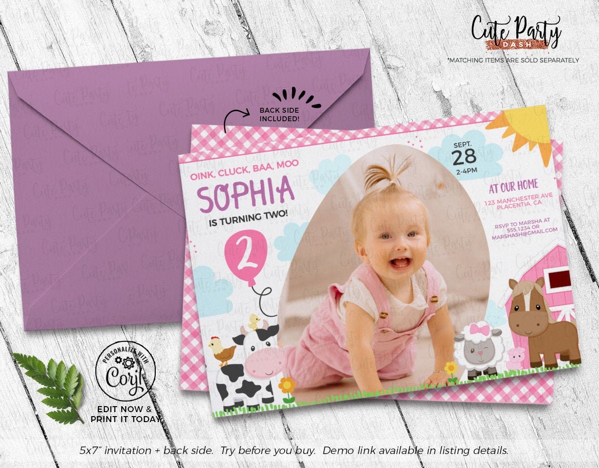 INSTANT DOWNLOAD EDITABLE Farm Animals Barnyard Birthday | Etsy