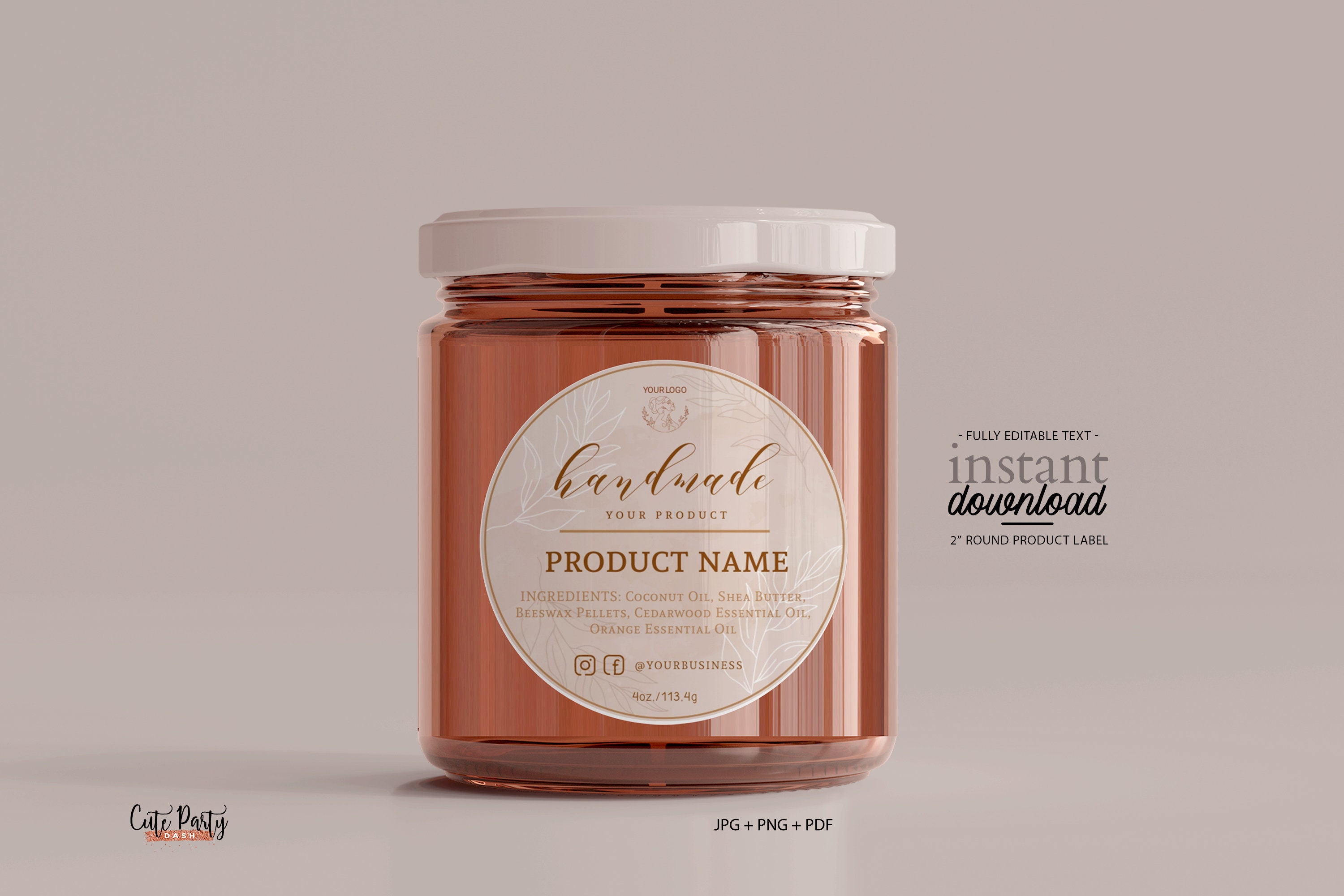 Botanical Round Product Label Editable Template INSTANT - Etsy