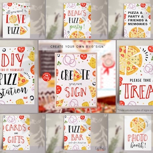 Pizza Party Food Cards, Editable Birthday Party Decoration, Printable ...