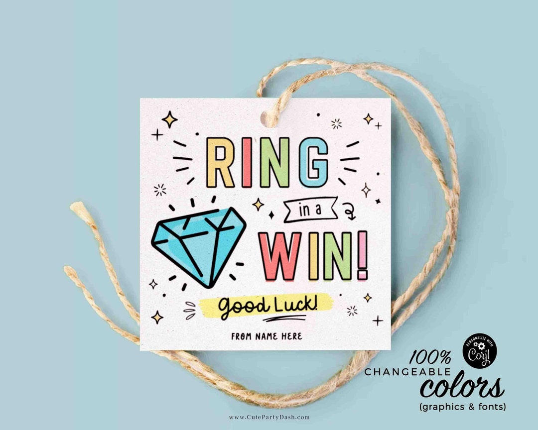 Ring in a Win Team Gift Tag INSTANT DOWNLOAD Printable Good Luck Big ...