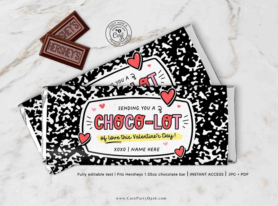 Choco-lot of Love Teacher Valentines Day Gift Chocolate Bar Wrapper ...