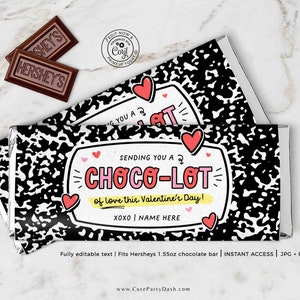 Choco-lot of Love Teacher Valentines Day Gift Chocolate Bar Wrapper ...