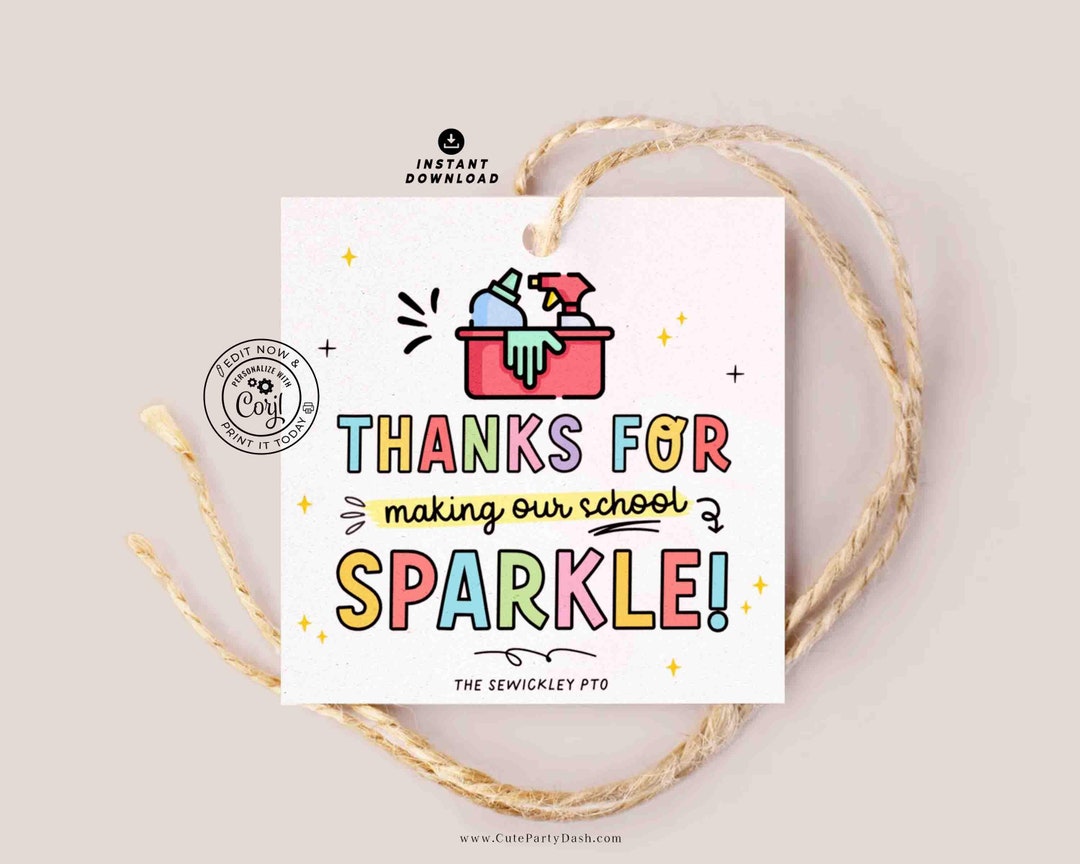 Custodian Appreciation Gift Tag: School Janitor Thank You (INSTANT ...