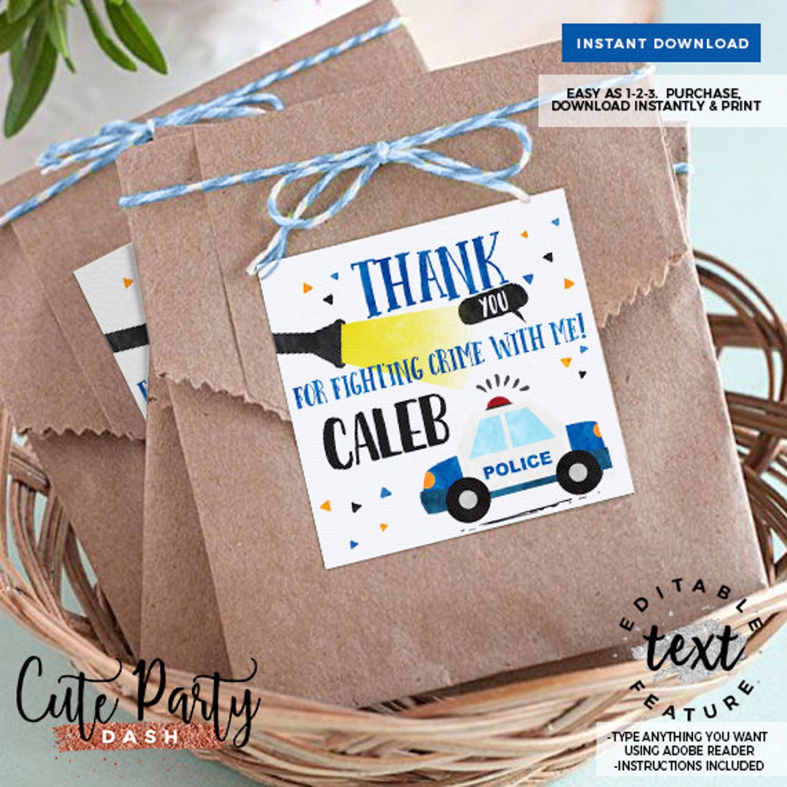 INSTANT DOWNLOAD Police Birthday Printable Decoration | Etsy