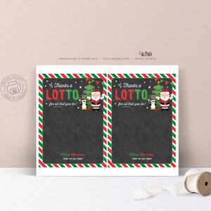 Editable Christmas Thanks a Lotto Lottery Gift Card Holder Template ...