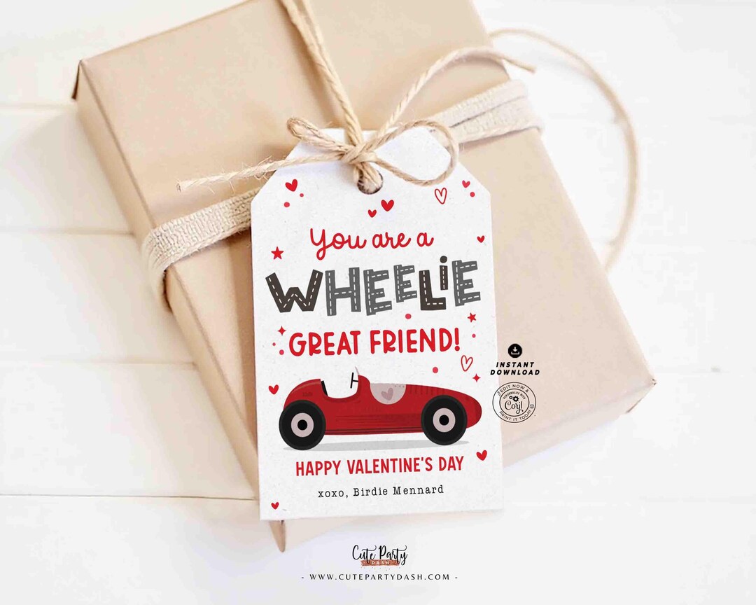 Race Car Valentine's Gift Tag Printable (instant Download) - Etsy