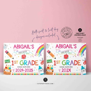 Editable First & Last Day of School Sign Set (instant Download) - Etsy