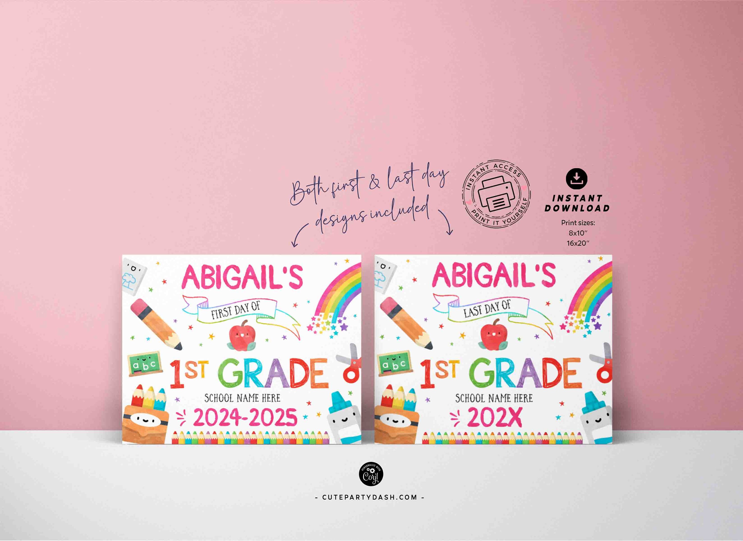 Editable First & Last Day of School Sign Set (instant Download) - Etsy