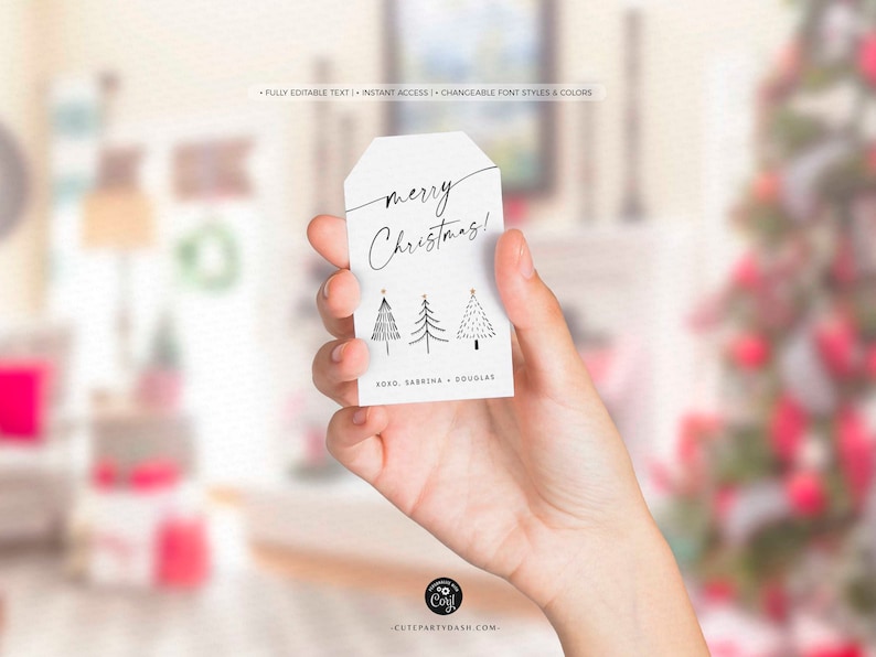 Modern Calligraphy Christmas Gift Tags, Editable Printable Hang Tags ...