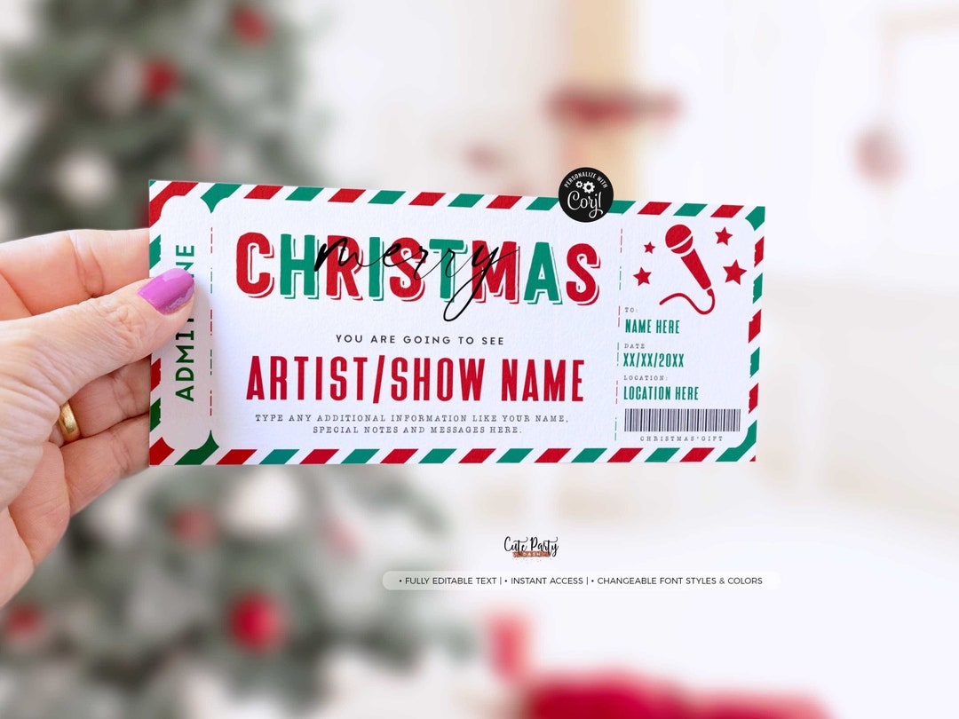 Christmas Concert Ticket Template: Editable Surprise Gift (instant ...