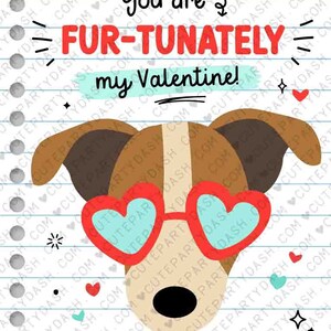 Printable Dog Valentine's Day Card Printable INSTANT DOWNLOAD Classroom ...