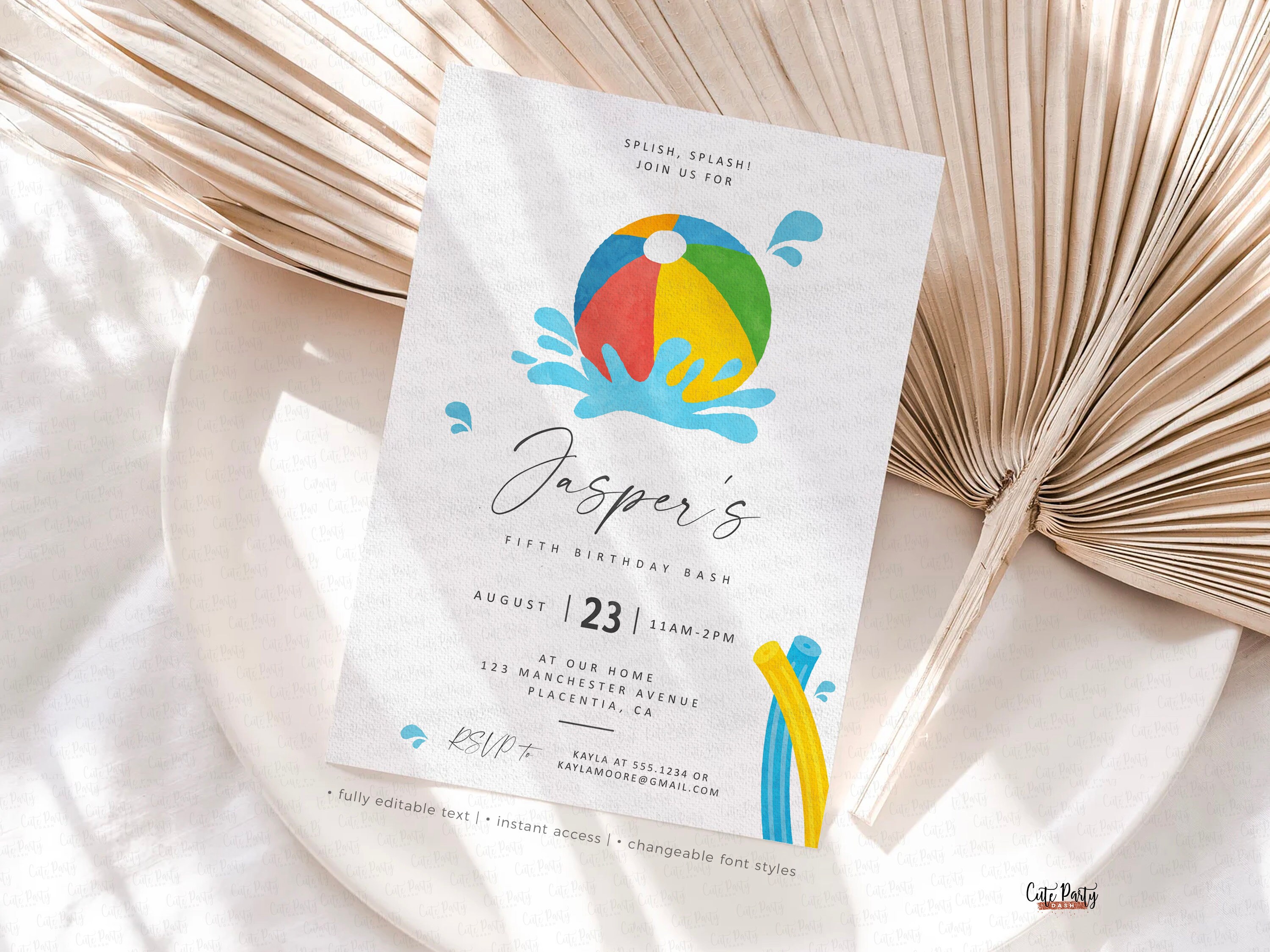 Minimalist Pool Party Birthday Invitation Swimming Pool - Etsy
