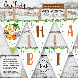 INSTANT DOWNLOAD - EDITABLE Safari Birthday Welcome Sign Wild Animals ...